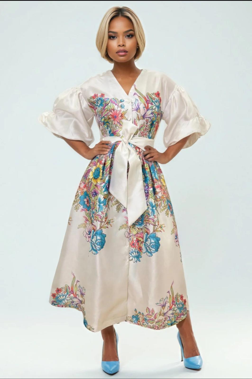 N By Nancy Floral Puff Sleeve Dress – Garage Boutique